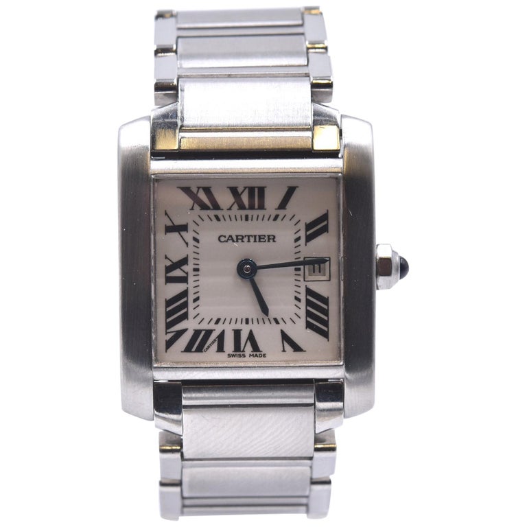 Cartier Stainless Steel Tank Francaise Medium at 1stDibs