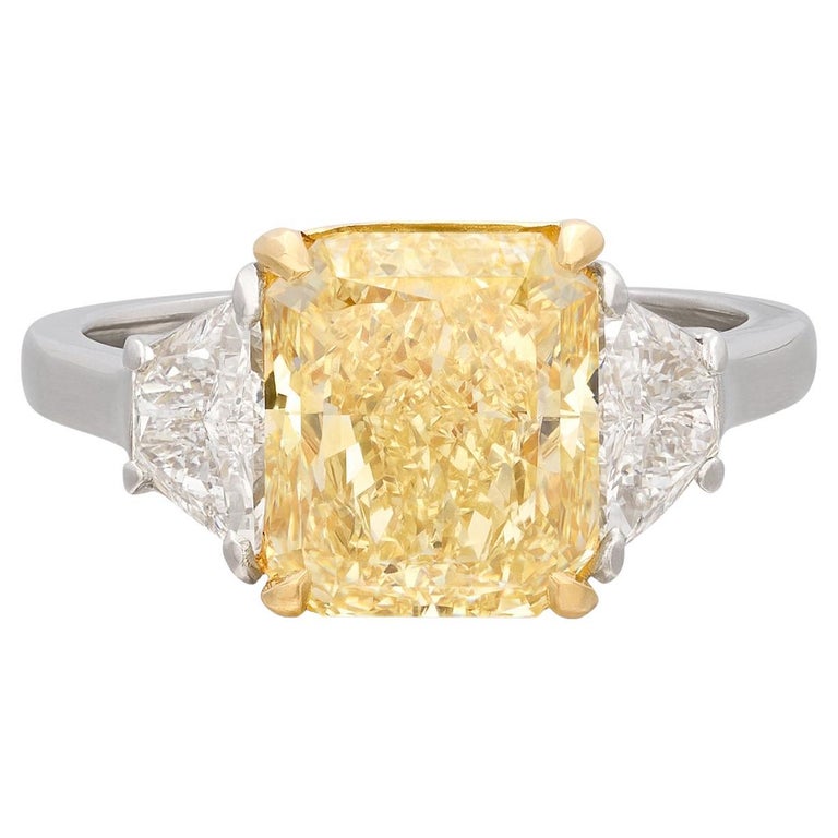 Cartier Stamped 4.30ct Fancy Yellow Diamond Engagement Ring For Sale at ...