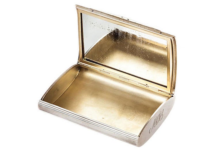 Cartier Sterling and 14 Karat Rose Gold Art Deco Compact For Sale at ...