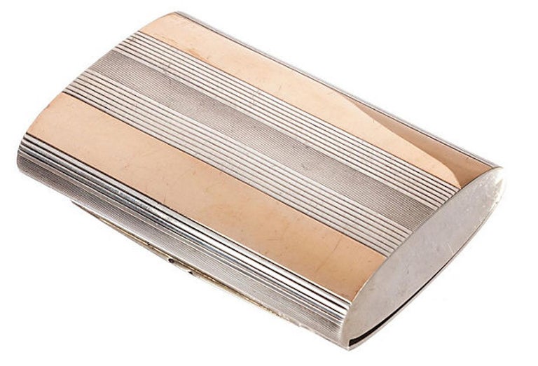 Cartier Sterling and 14 Karat Rose Gold Art Deco Compact For Sale at ...