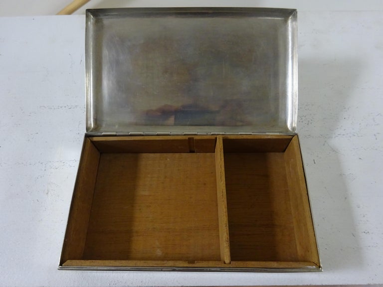 Cartier Sterling Silver Cigarette Box Wood Lined For Sale at 1stDibs