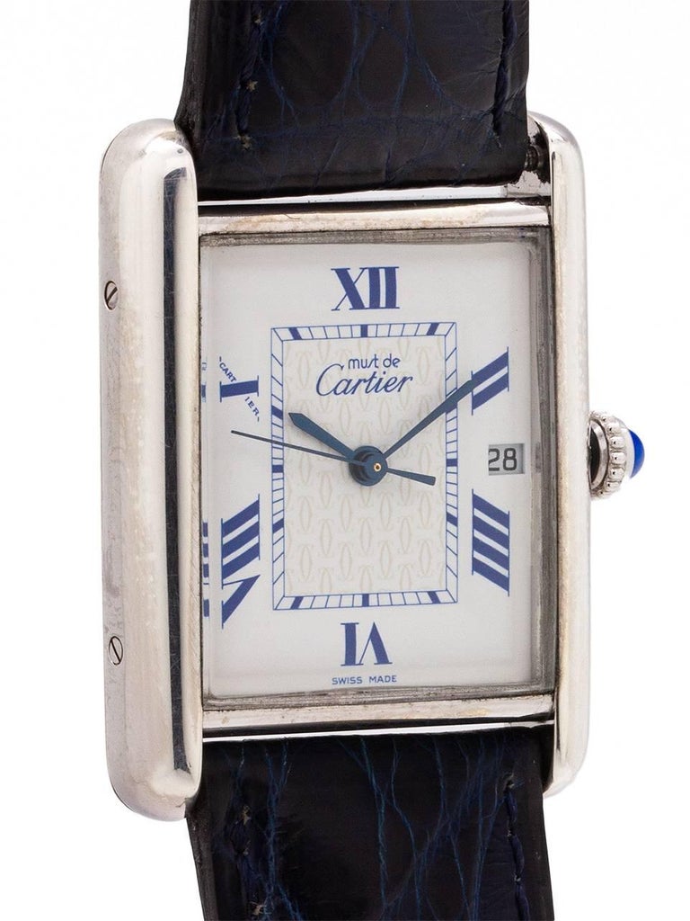 Cartier Sterling Silver Tank Louis Quartz wristwatch Ref 2414, circa ...