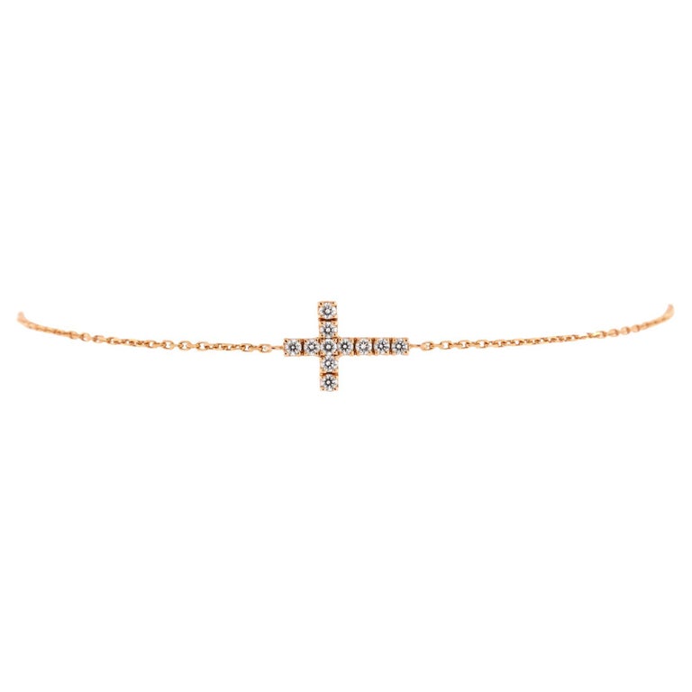 Cartier Symbols Cross Bracelet 18k Rose Gold with Diamonds For Sale at ...