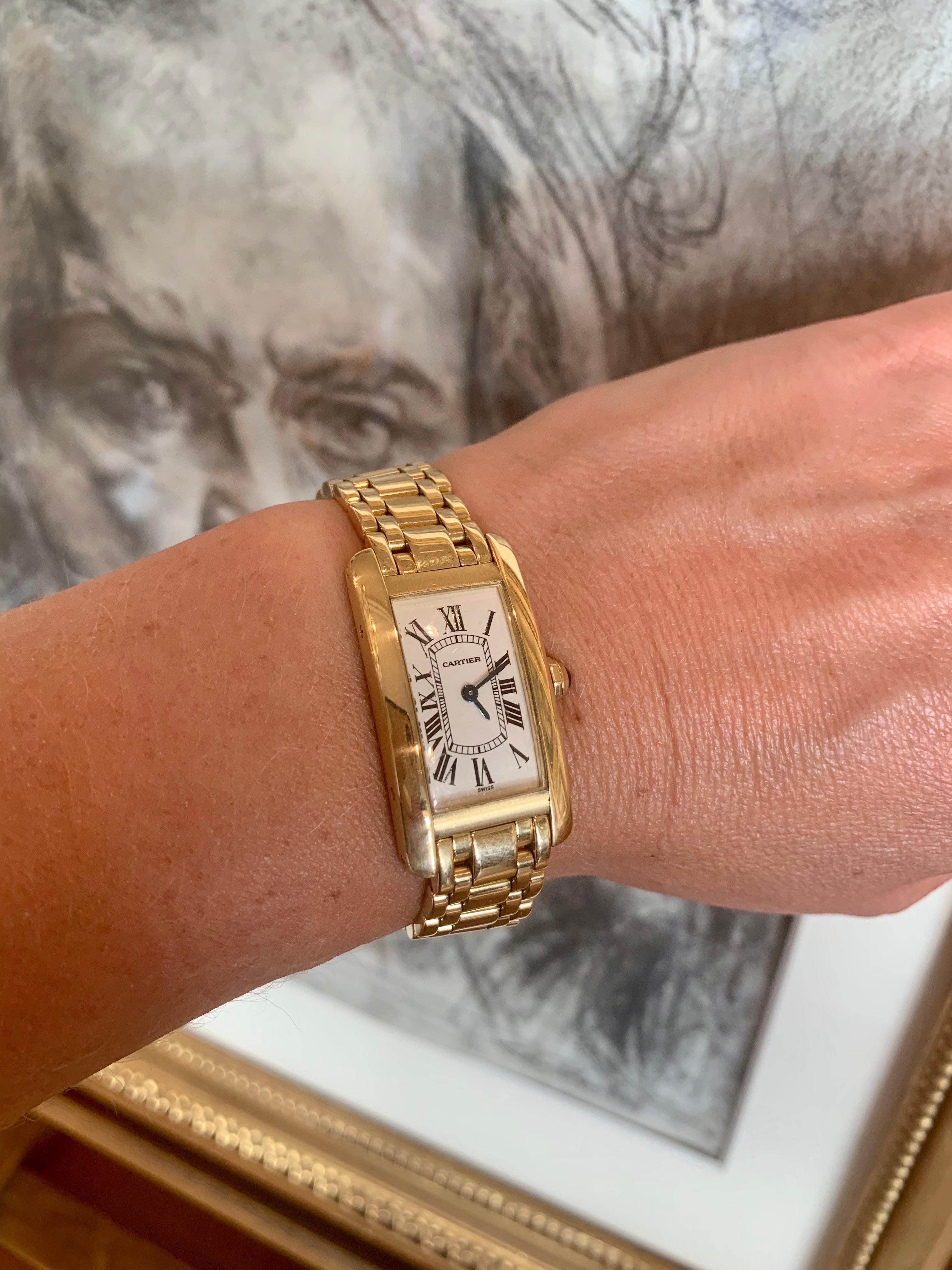 Cartier Tank Americaine 18 Carat Yellow Gold Ladies Watch at 1stDibs