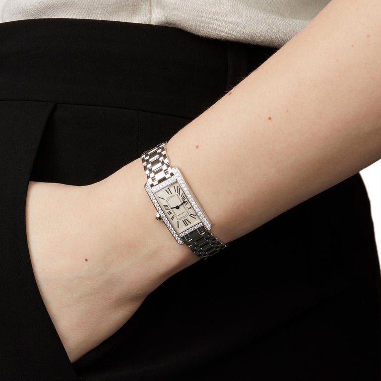 Cartier Tank Americaine 18k White Gold 2489 Wristwatch at 1stDibs ...