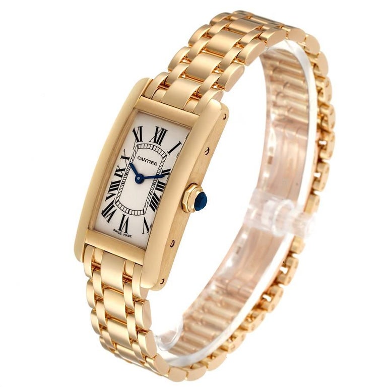 Cartier Tank Americaine 18K Yellow Gold Ladies Watch W26015K2 at 1stDibs