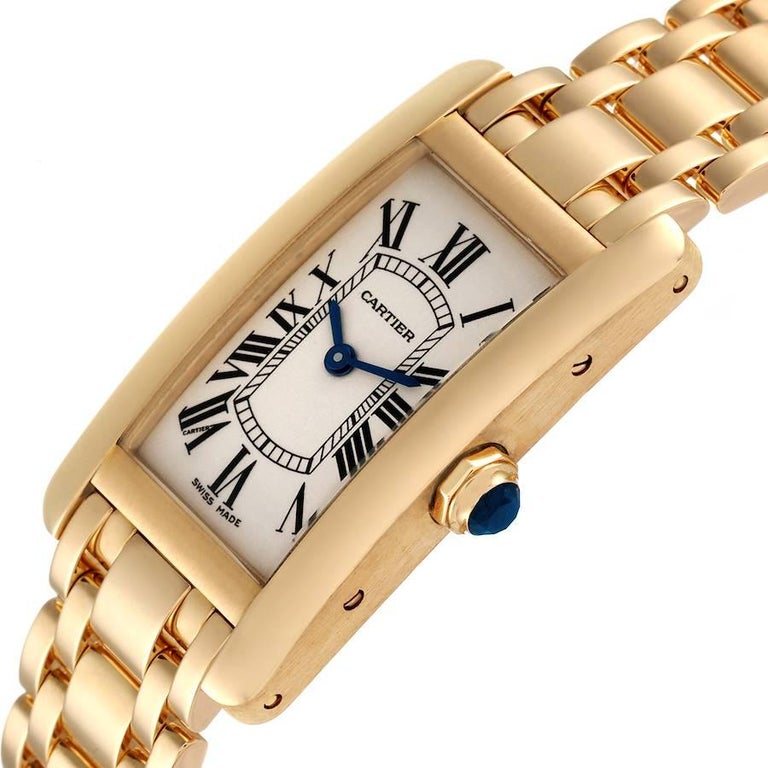 Cartier Tank Americaine 18K Yellow Gold Ladies Watch W26015K2 at 1stDibs