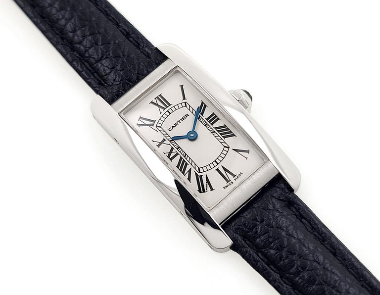 Cartier Tank Americaine 2489 18k White Gold + 18k White Gold Buckle For ...