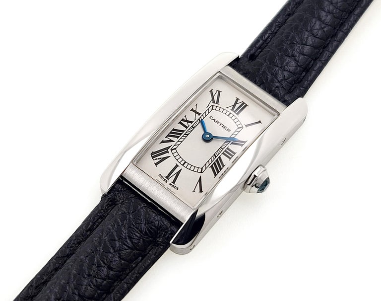 Cartier Tank Americaine 2489 18k White Gold + 18k White Gold Buckle For ...