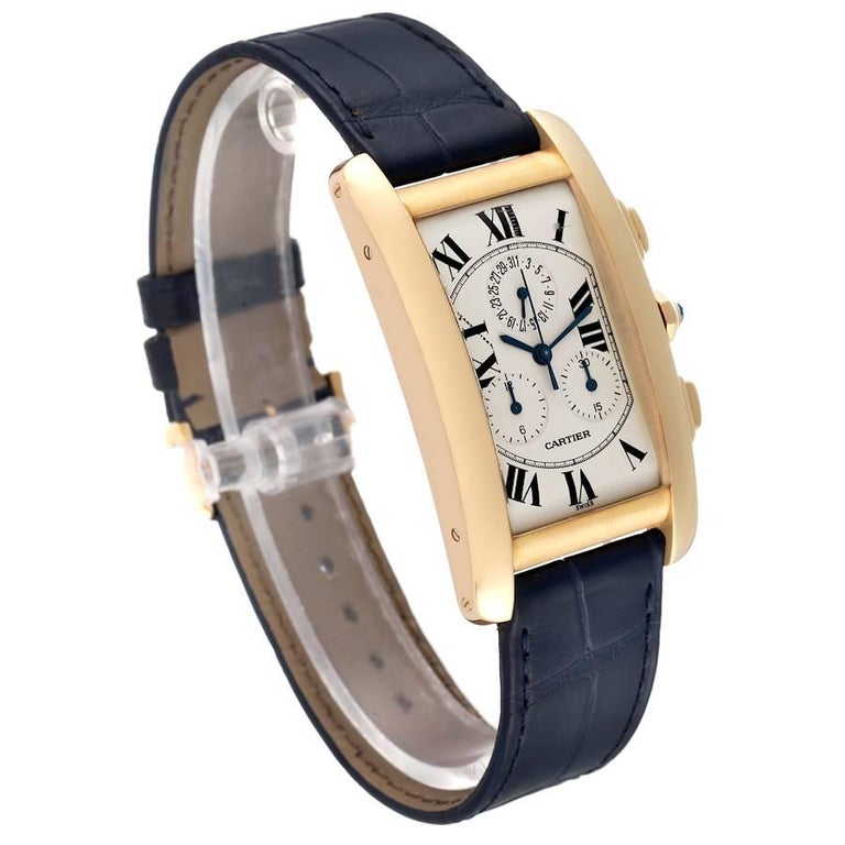 Cartier Tank Americaine Chronograph Yellow Gold Mens Watch W2601156 at ...