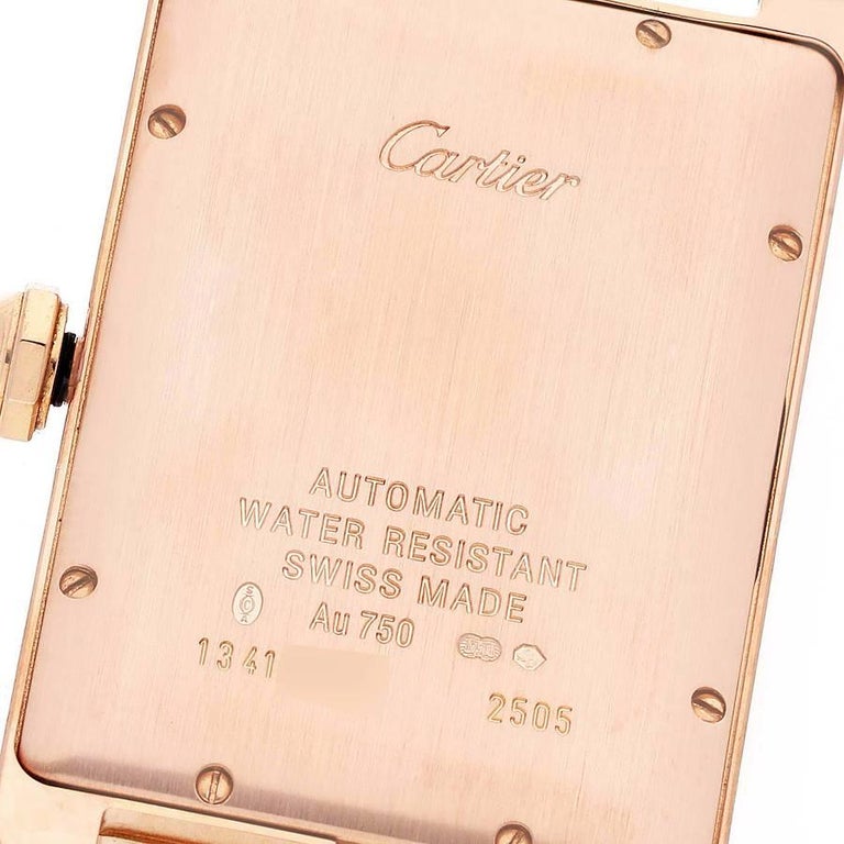 Cartier Tank Americaine Large 18K Rose Gold Brown Strap Watch W2609156 ...