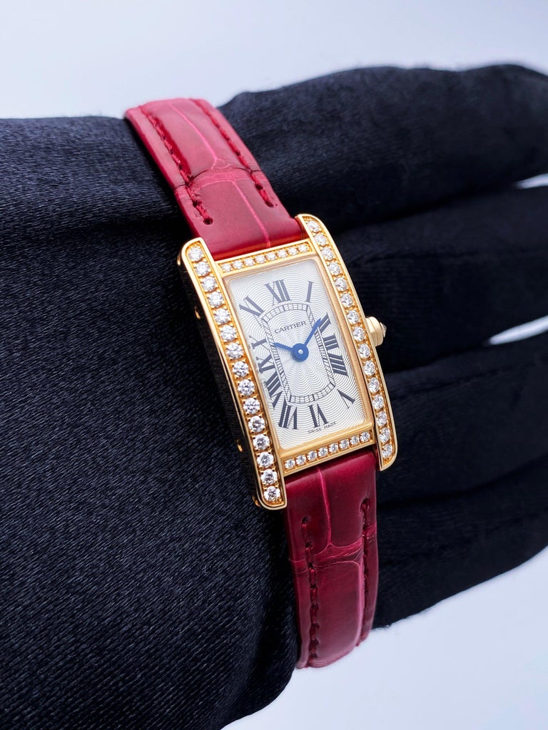 Cartier Tank Americaine Mini 3673 18K Rose Gold Ladies Watch Box Papers ...