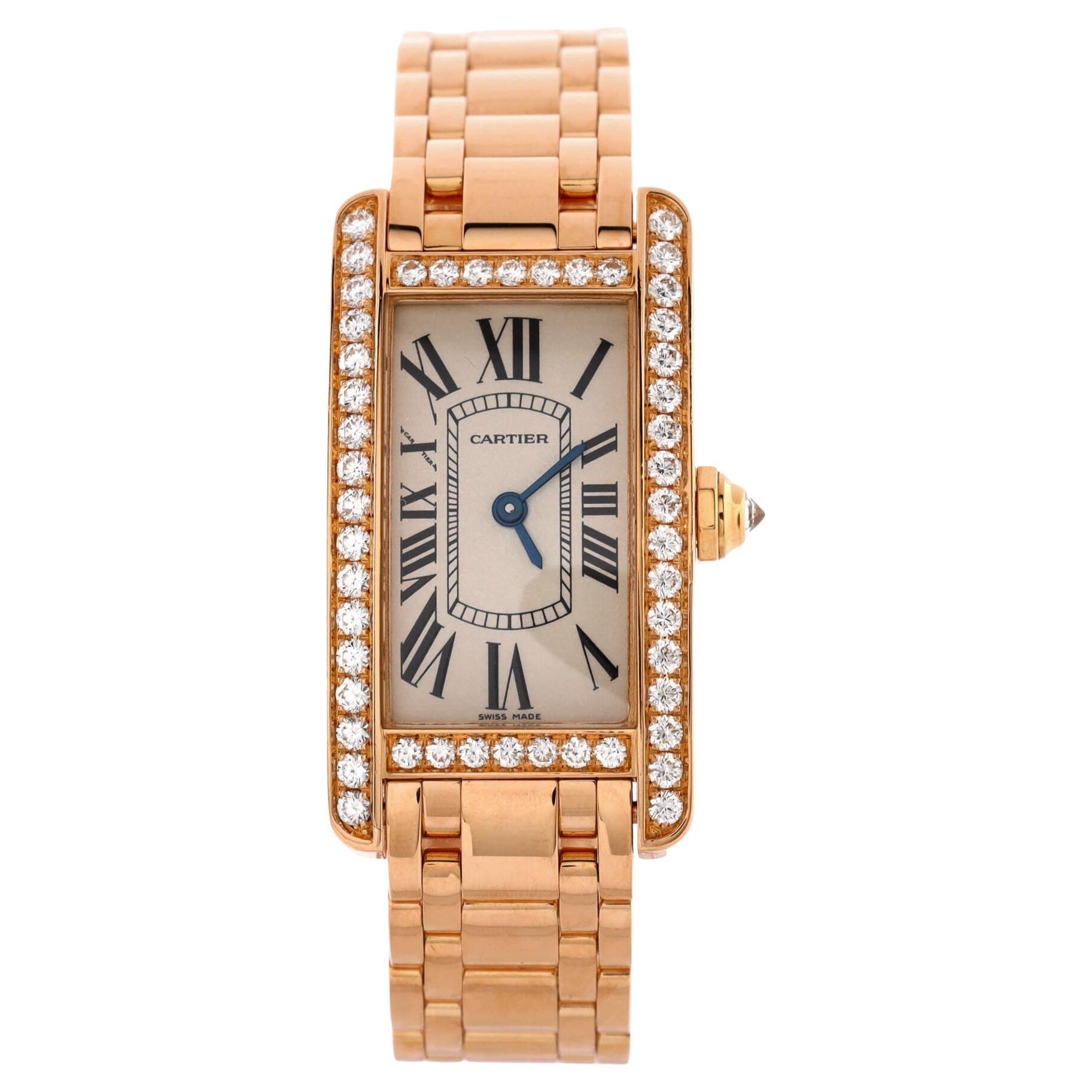 Cartier Tank Anglaise Quartz Watch Rose Gold with Diamond Bezel 23 For ...