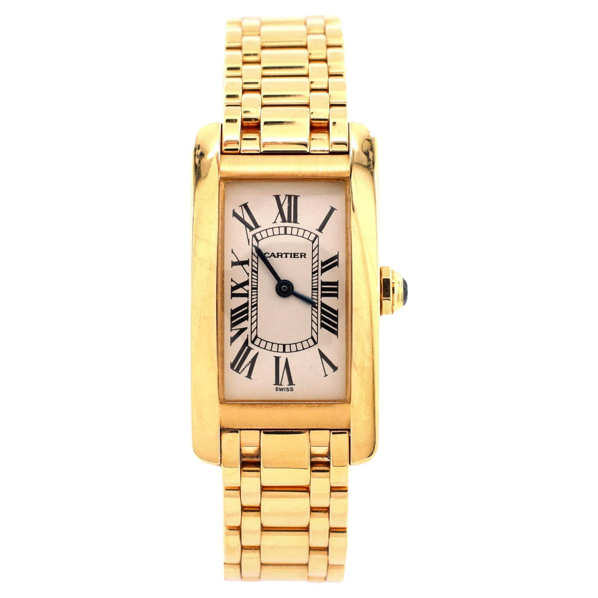 Cartier Yellow Gold Tank American Dual-Time Wristwatch at 1stDibs ...