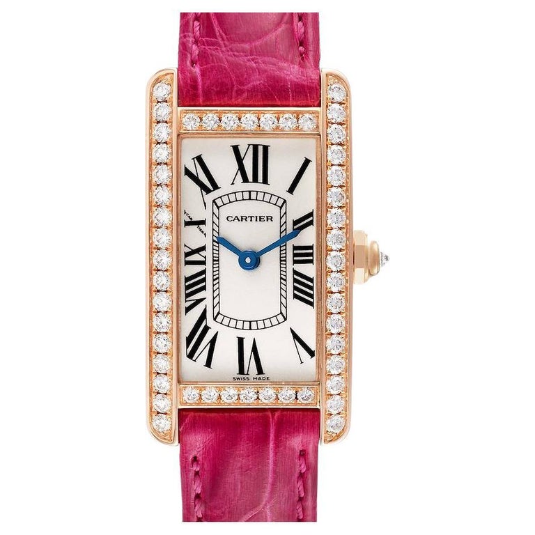 Cartier Tank Americaine Small Rose Gold Diamond Ladies Watch 2503 For ...