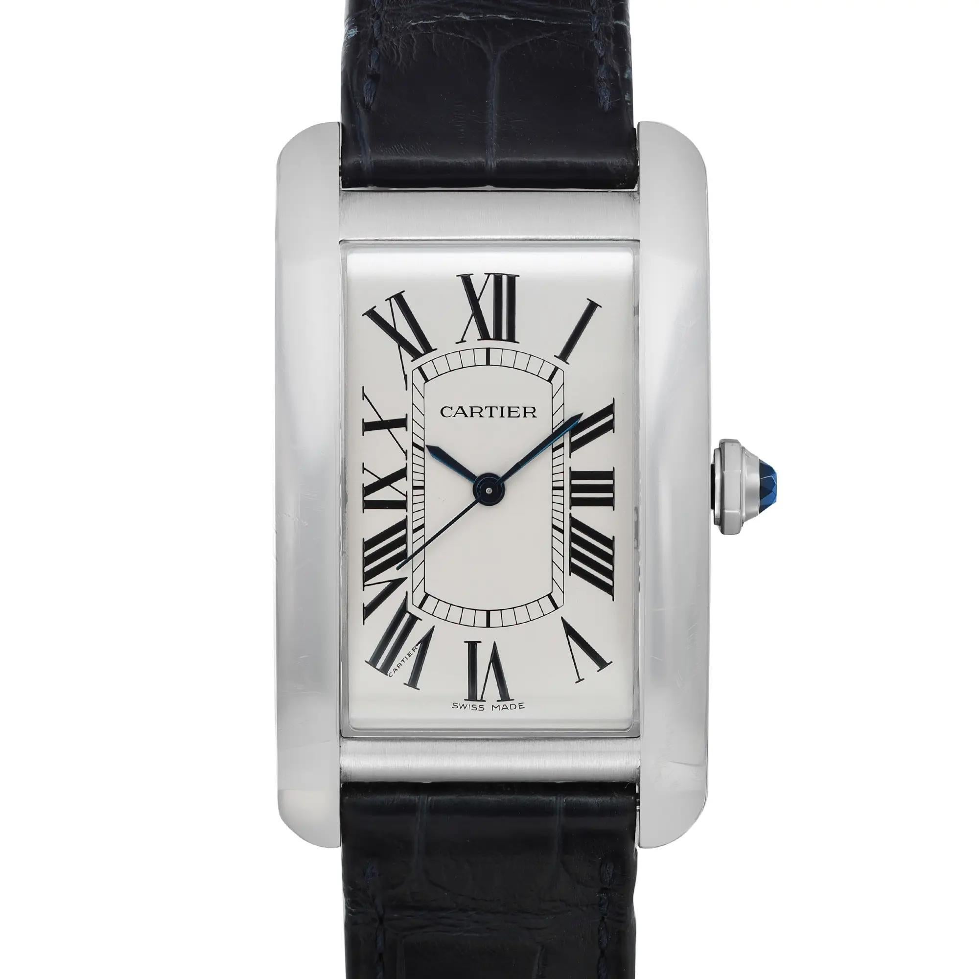 Cartier Tank Americaine Steel Silver Dial Automatic Mens Watch WSTA0018 ...
