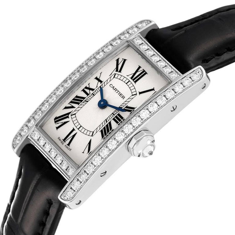 Cartier Montre Tank Amriqueine 2489 en or blanc et diamants pour femmes ...
