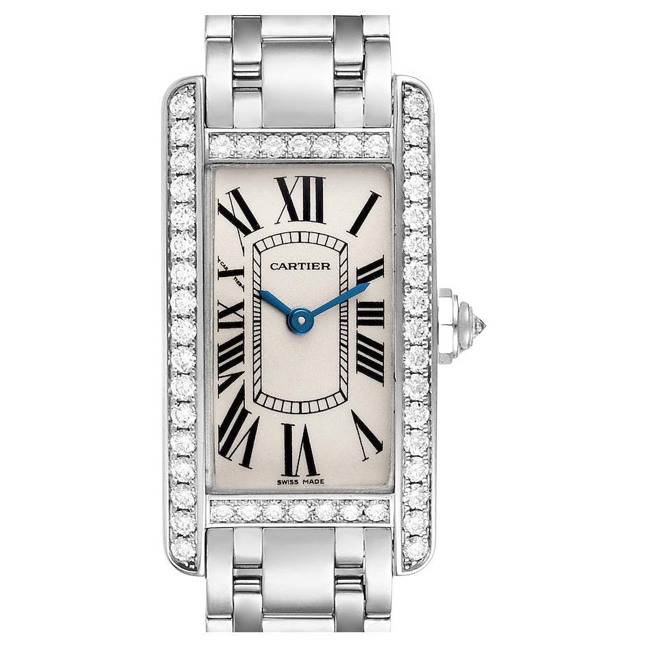 Cartier Tank Americaine Mini 1380 18 Karat Gold White Roman Dial Ladies ...