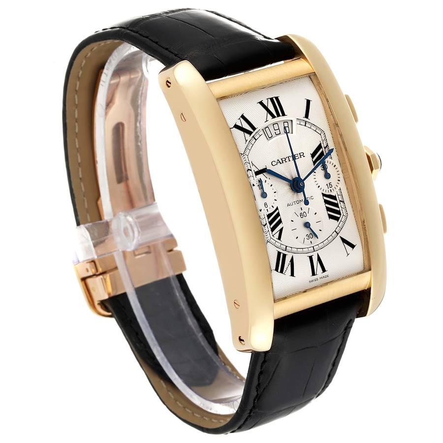 Cartier Tank Americaine XL Chronograph 18k Yellow Gold Mens Watch ...