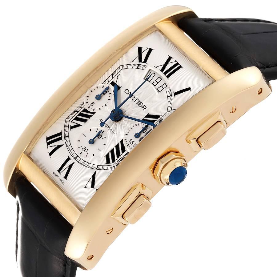 Cartier Tank Americaine XL Chronograph 18k Yellow Gold Mens Watch ...