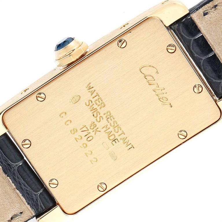 Cartier Tank Americaine Yellow Gold Black Strap Ladies Watch W2601556 ...
