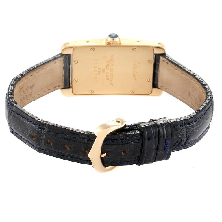 Cartier Tank Americaine Yellow Gold Black Strap Ladies Watch W2601556 ...