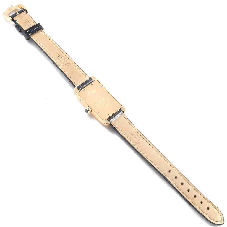 Cartier Tank Americaine Yellow Gold Black Strap Ladies Watch W2601556 ...