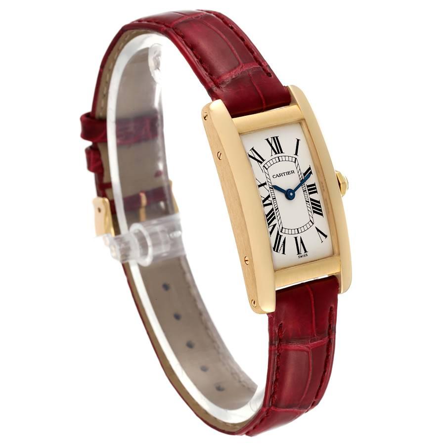 Cartier Tank Americaine Yellow Gold Burgundy Strap Ladies Watch ...