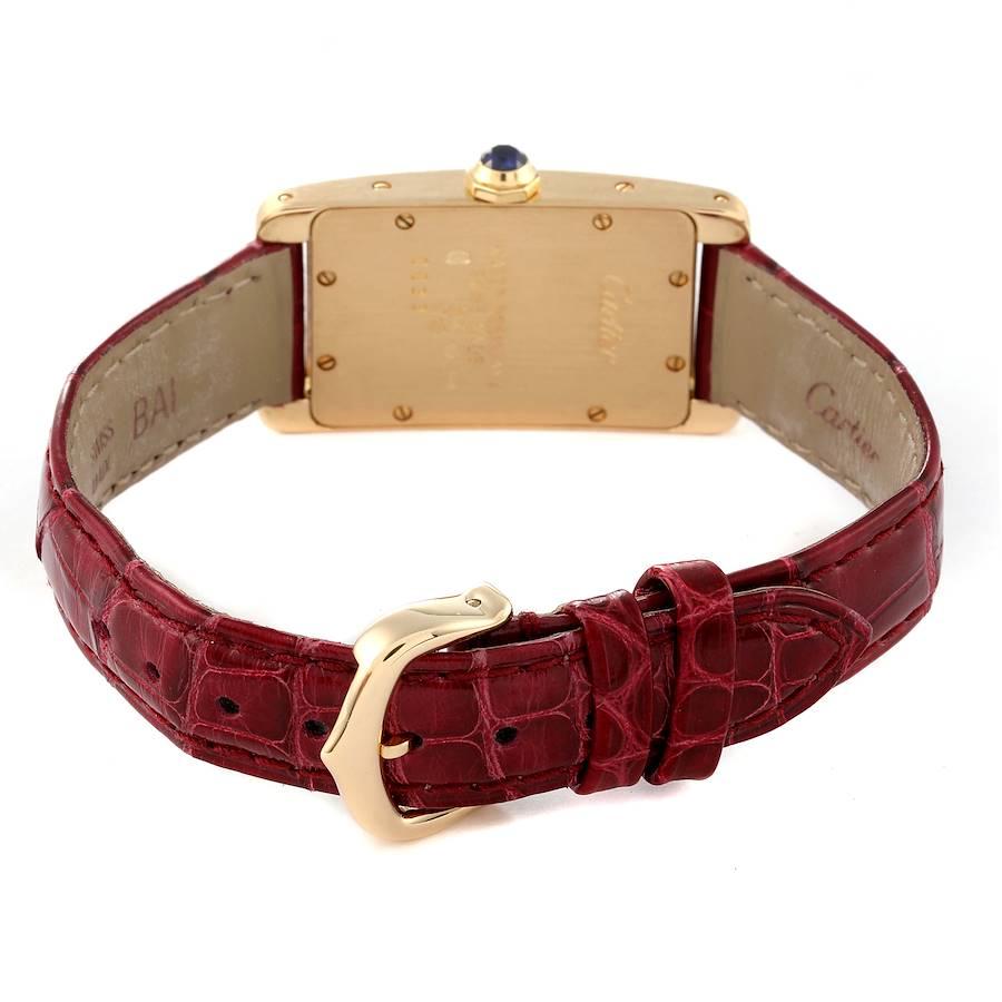 Cartier Tank Americaine Yellow Gold Burgundy Strap Ladies Watch ...