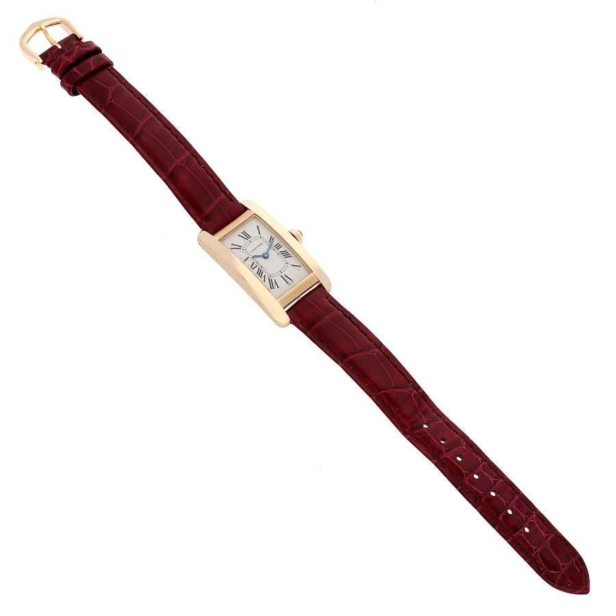 Cartier Tank Americaine Yellow Gold Burgundy Strap Ladies Watch ...