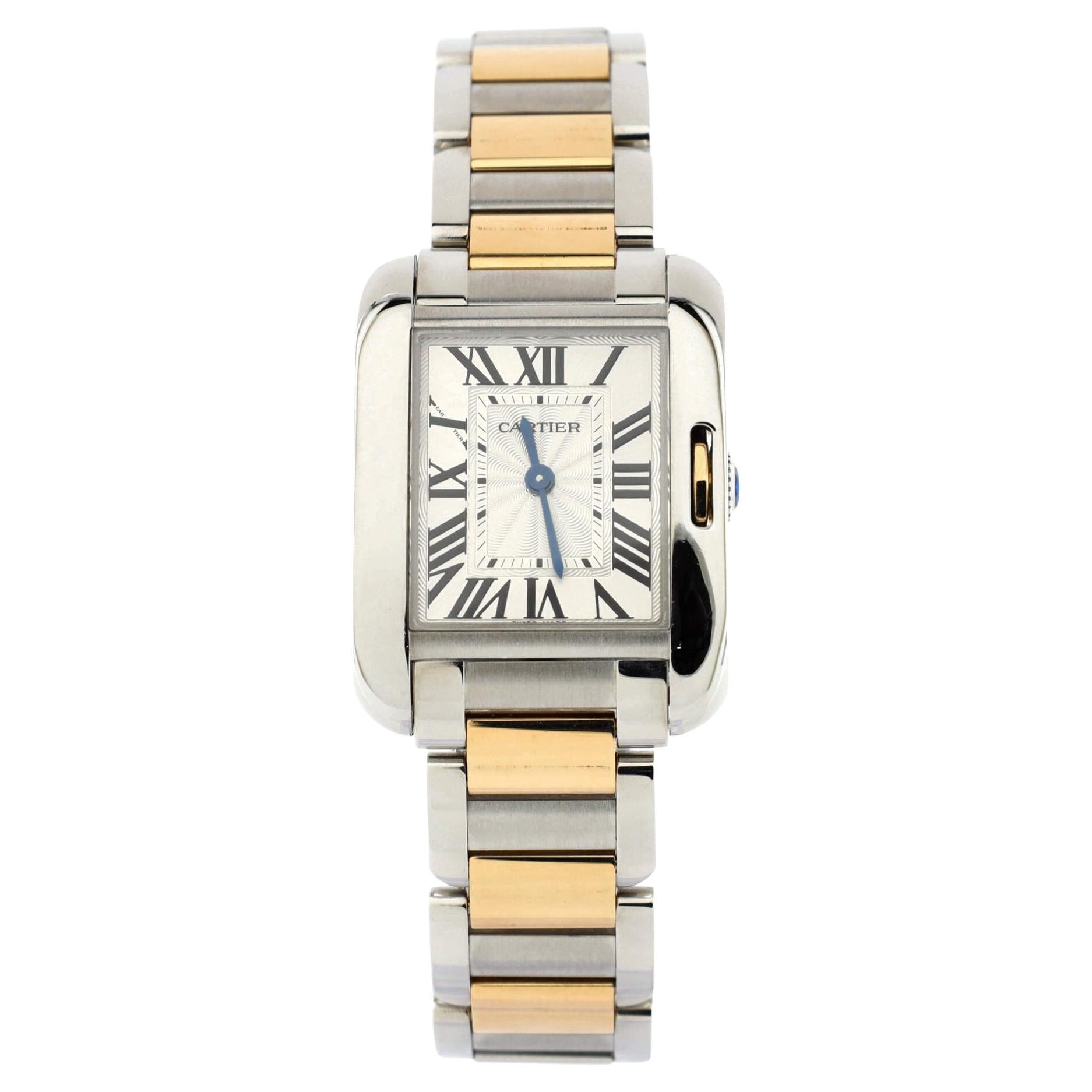 Cartier Tank Anglaise Quartz Watch Rose Gold with Diamond Bezel 23 For ...