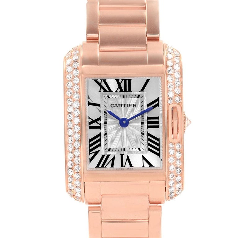 Cartier Tank Anglaise Rose Gold Diamond Ladies Watch WT100002 Box ...