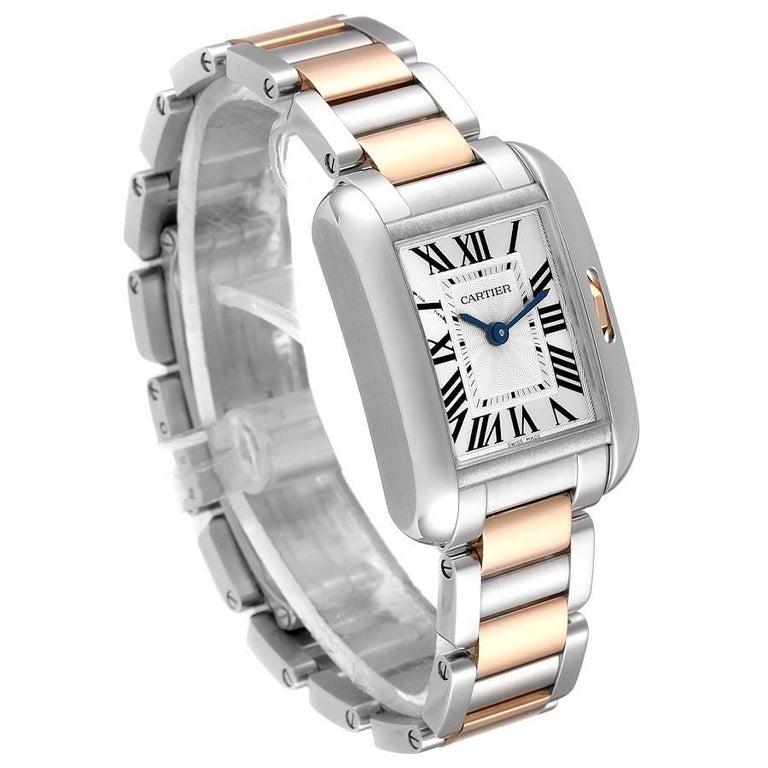 Cartier Tank Anglaise Small Steel Rose Gold Ladies Watch W5310036 Box ...