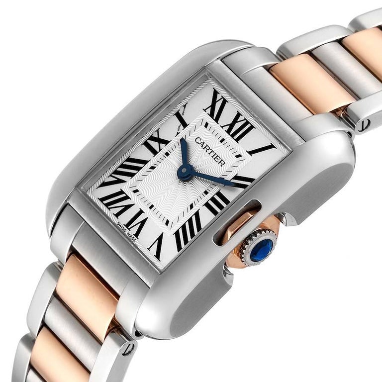 Cartier Tank Anglaise Small Steel Rose Gold Ladies Watch W5310036 Box ...
