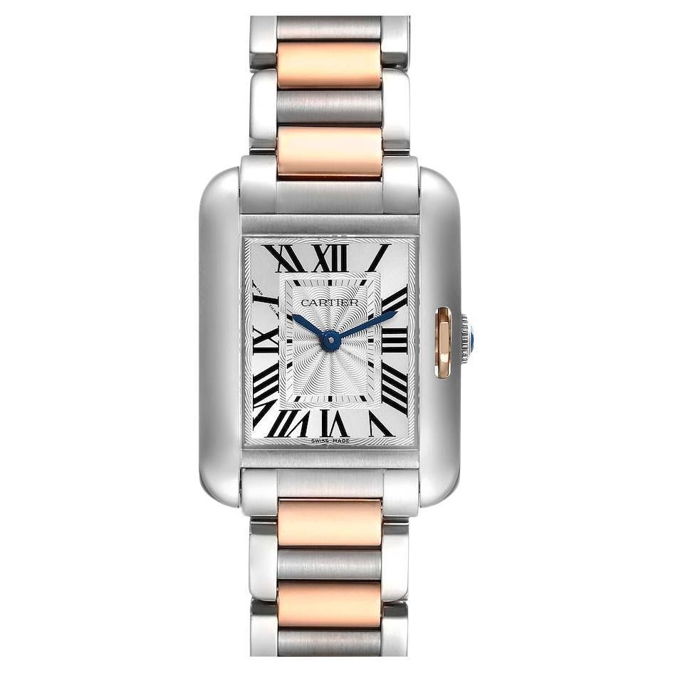 Cartier Tank Anglaise Large Steel 18k Rose Gold Mens Watch W5310007 Box ...