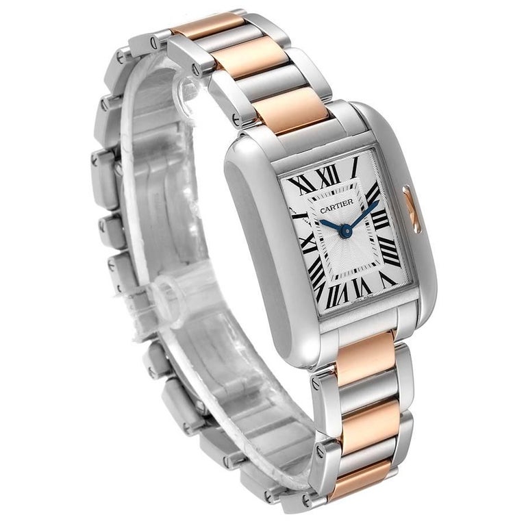 Cartier Tank Anglaise Small Steel Rose Gold Ladies Watch W5310036 For ...