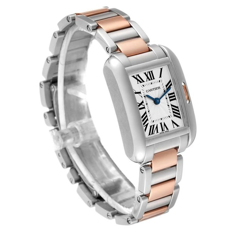 Cartier Tank Anglaise Small Steel Rose Gold Ladies Watch W5310036 For ...