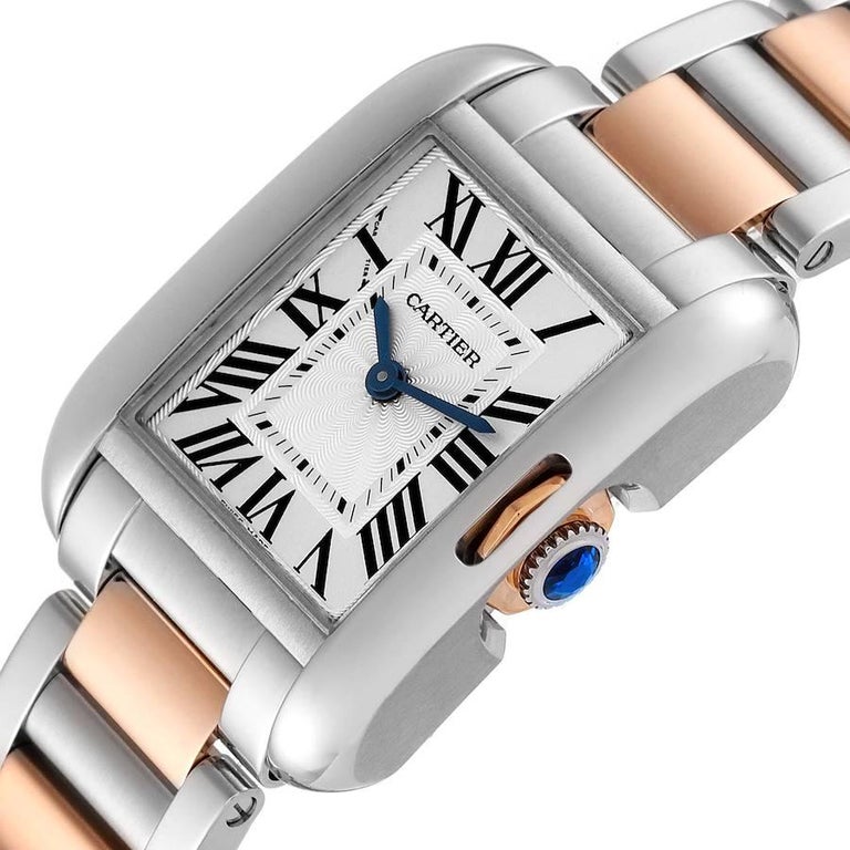 Cartier Tank Anglaise Small Steel Rose Gold Ladies Watch W5310036 For ...
