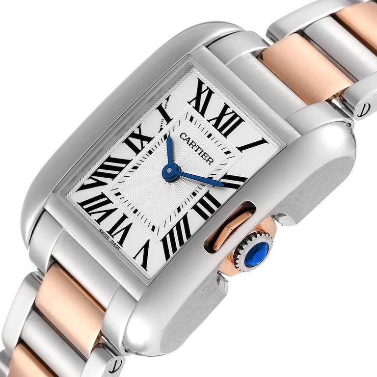 Cartier Tank Anglaise Small Steel Rose Gold Ladies Watch W5310036 For ...