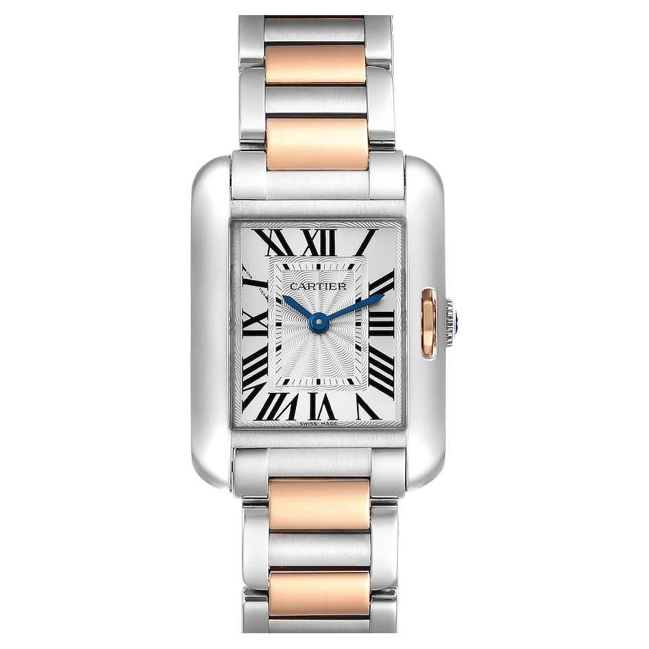 Cartier Tank Anglaise Steel 18K Gold Silver Dial Ladies Automatic Watch ...