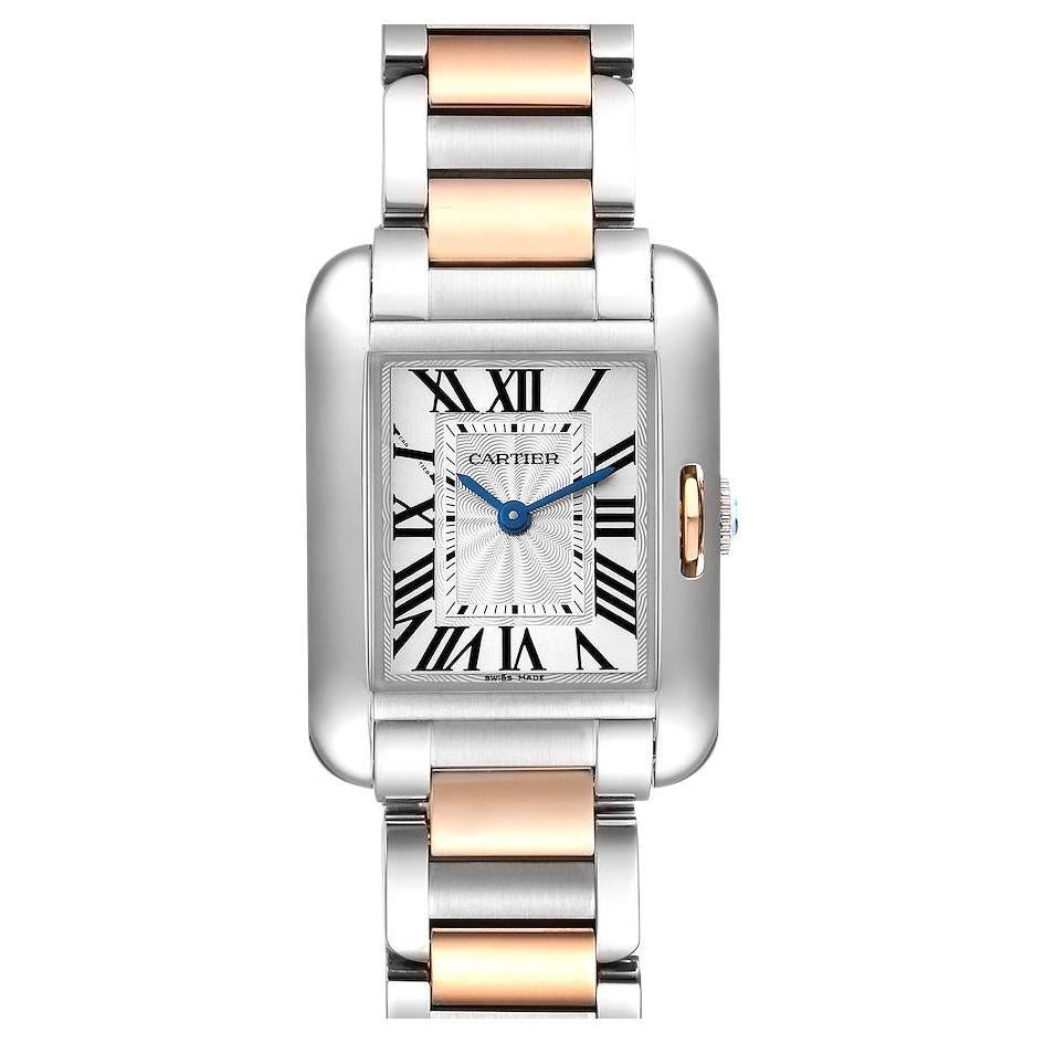Cartier Tank Anglaise Rose Gold Silver Dial Diamond Ladies Watch ...