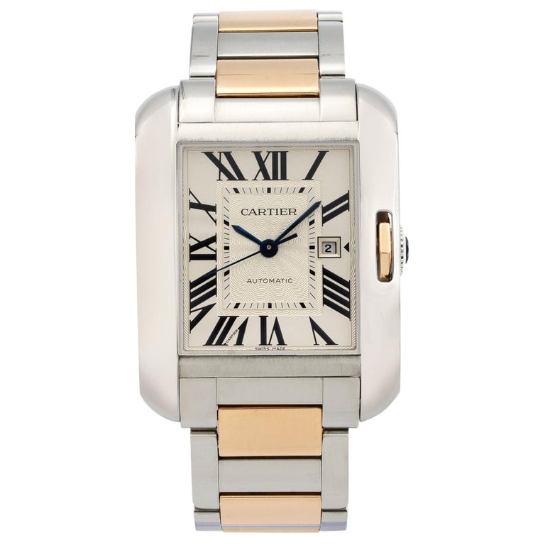 Cartier Tank Anglaise Steel 18K Gold Silver Dial Ladies Automatic Watch ...