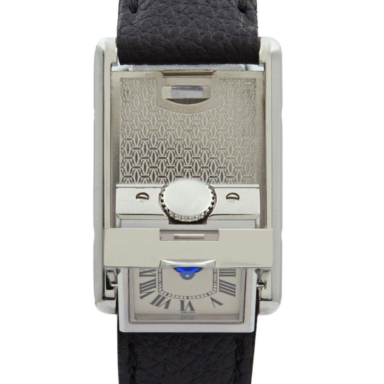 Cartier Tank Basculante Steel Reversible Case Quartz Ladies Watch ...