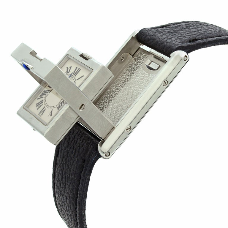 Cartier Tank Basculante Steel Reversible Case Quartz Ladies Watch ...