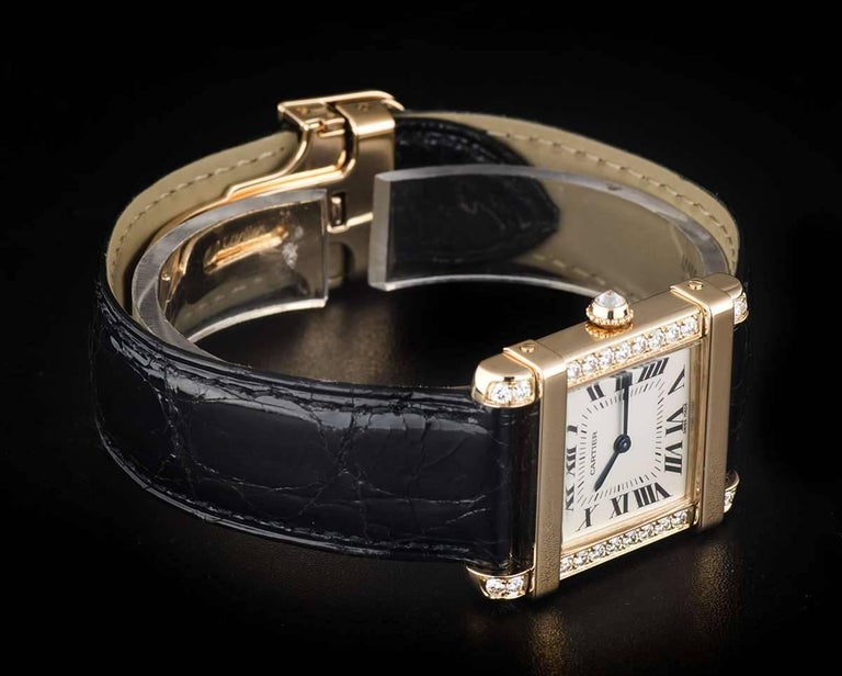 Cartier Tank Chinoise Ladies Rose Gold Silver Roman Dial Quartz ...