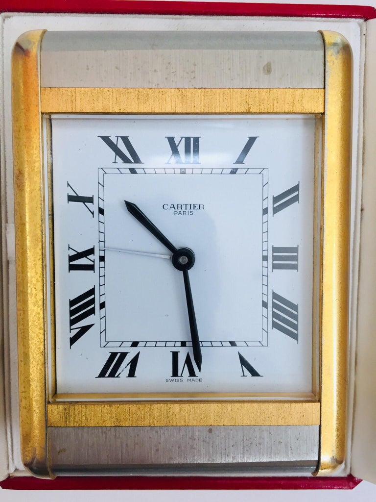 Cartier Tank Desk Clock Two-Tone Gold and Steel at 1stDibs