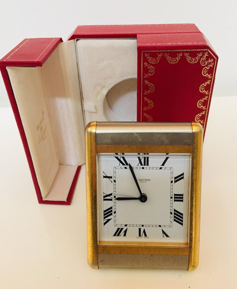Cartier Tank Desk Clock Two-Tone Gold and Steel at 1stDibs