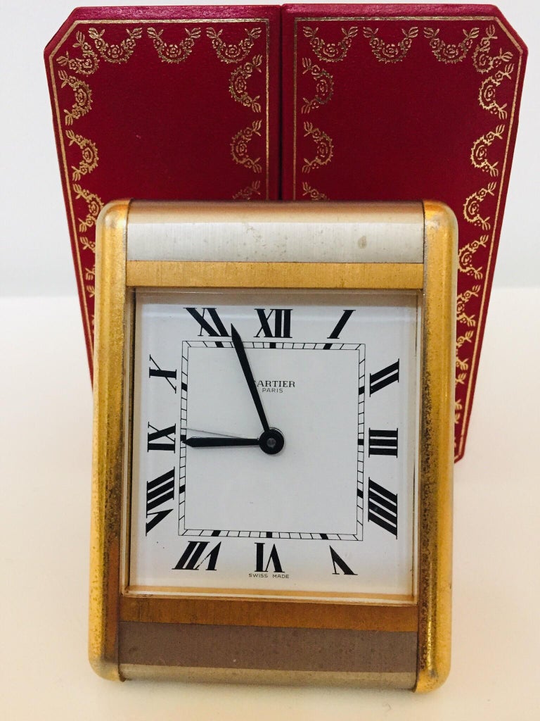 Cartier Tank Desk Clock Two-Tone Gold and Steel at 1stDibs