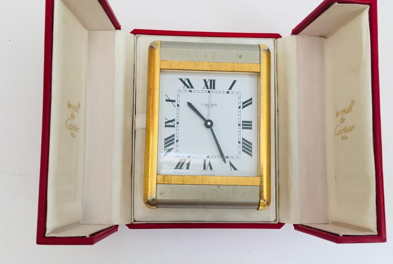 Cartier Tank Desk Clock Two-Tone Gold and Steel at 1stDibs