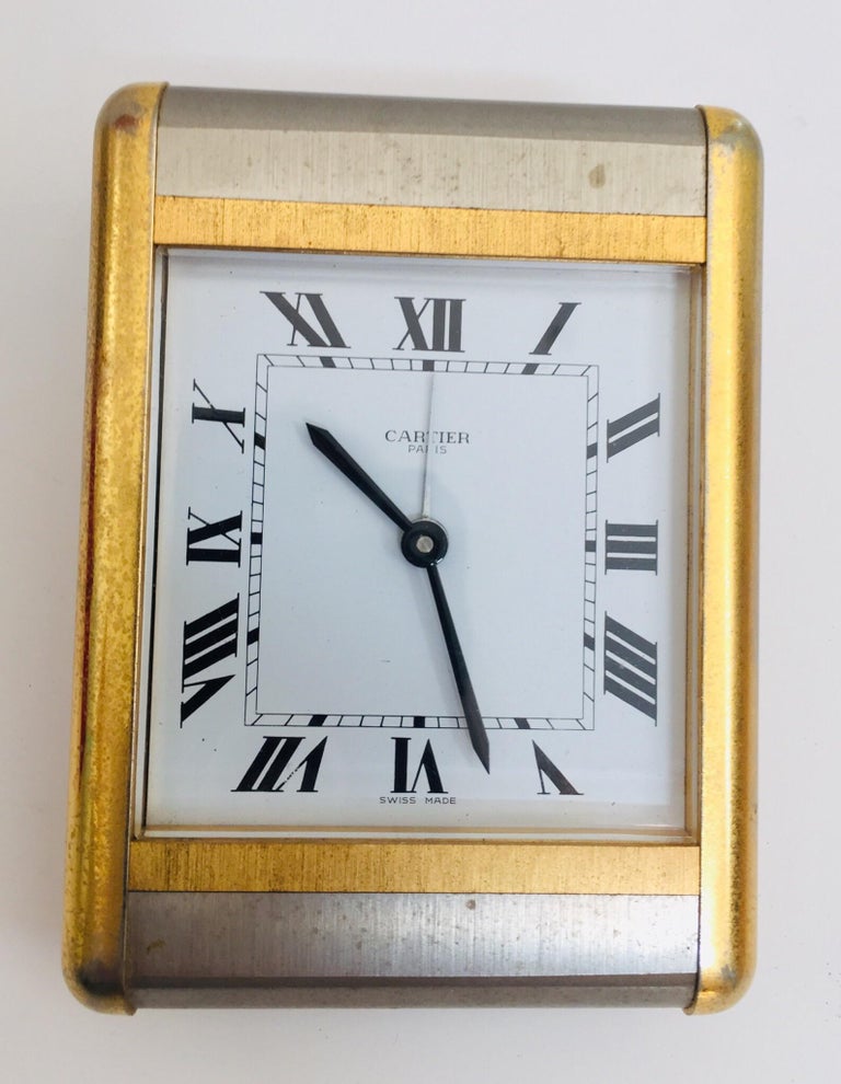 Cartier Tank Desk Clock Two-Tone Gold and Steel at 1stDibs
